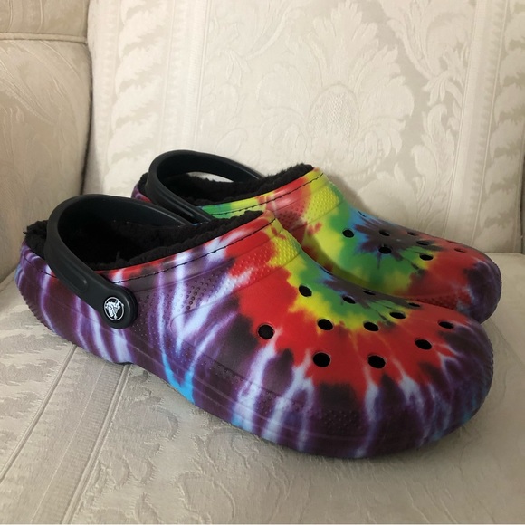 CROCS | Shoes | Crocs Baya Tie Dye Lined Classic Clogs Multi Black Men ...